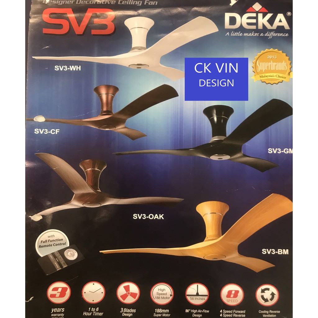 DEKA SV3 WITH 3 BLADES 56 INCH 4 SPEED REMOTE CONTROL DESIGNER ...