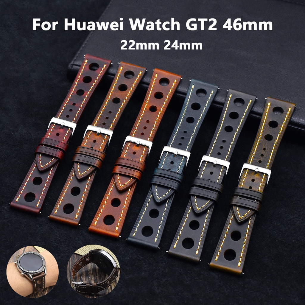22mm 24mm Genuine Leather Strap for Huawei Watch GT2 46mm Honor Magic ...