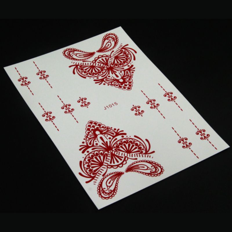FREE DIAMOND Inai Sticker Red Maroon Exclusive Design Henna Sticker ...
