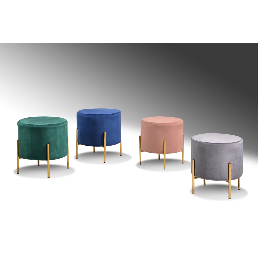 Round Velvet Stool With Metal Leg / Ottoman Stool | Shopee Malaysia