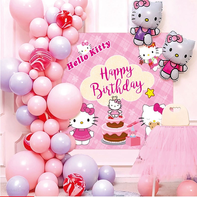 Hello Kitty Theme Party Decoration Cartoon Birthday Party Backdrop ...