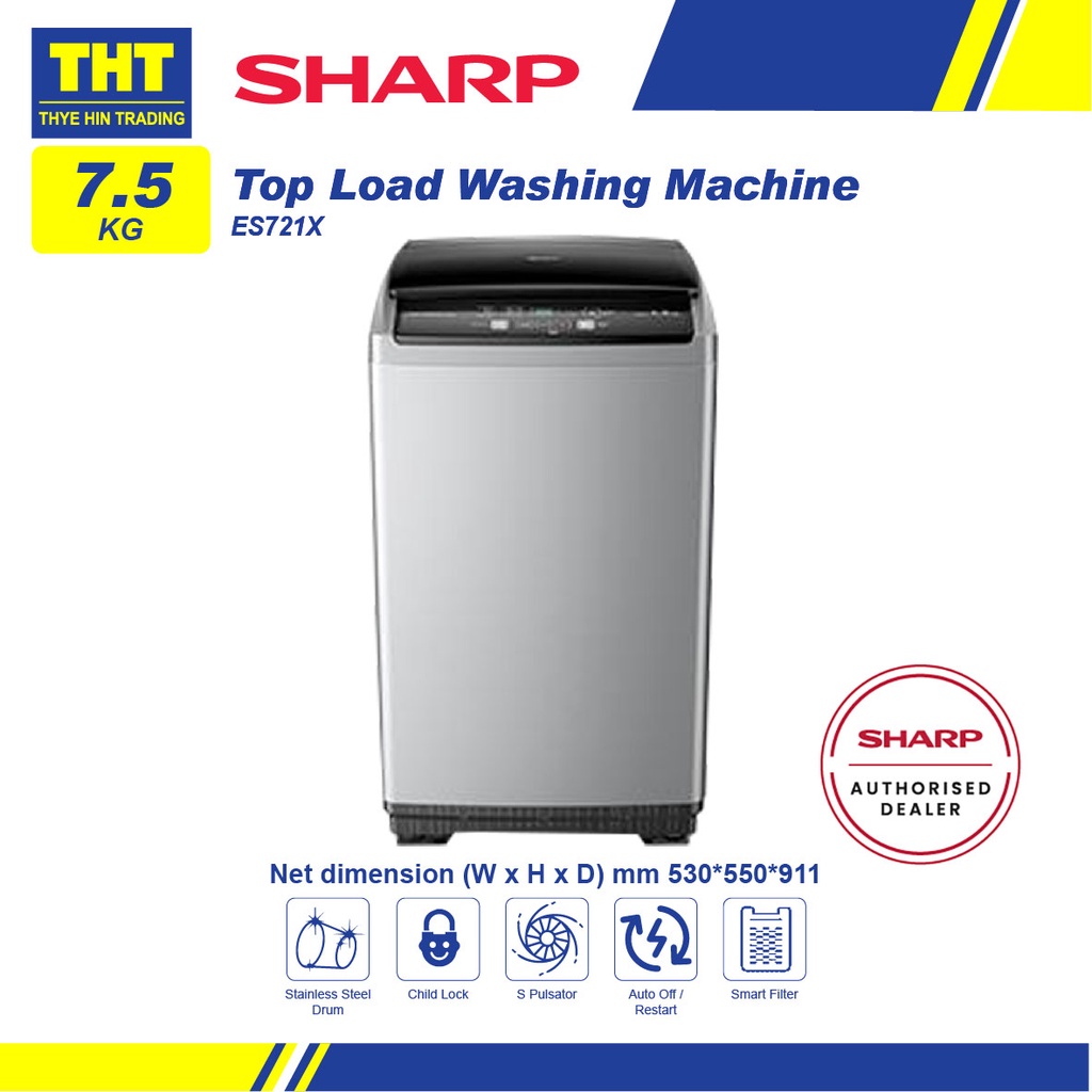 Sharp 7.5KG Fully Auto Washing Machine ES721X (Mesin Basuh,洗衣机) | Shopee Malaysia