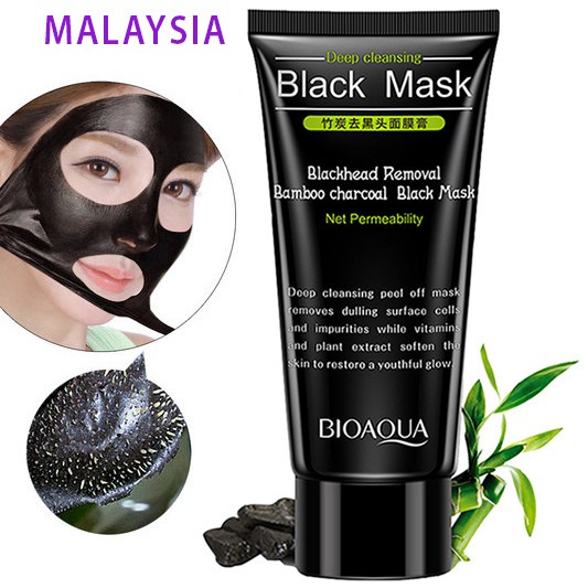 🇲🇾 Peel Off Bamboo Charcoal Black Face Mask BIOAQUA Skin Care Mud ...