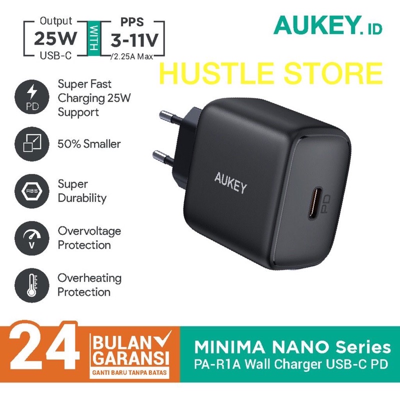 Super Fast Charging Aukey PA-R1A 25W Minima Nano USB-C PD 3.0 - 500862 | Shopee Malaysia
