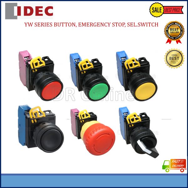 IDEC 22MM PUSH BUTTON 1NC / 1NO RED/Merah/green/HijauYW1B-M1E | Shopee ...