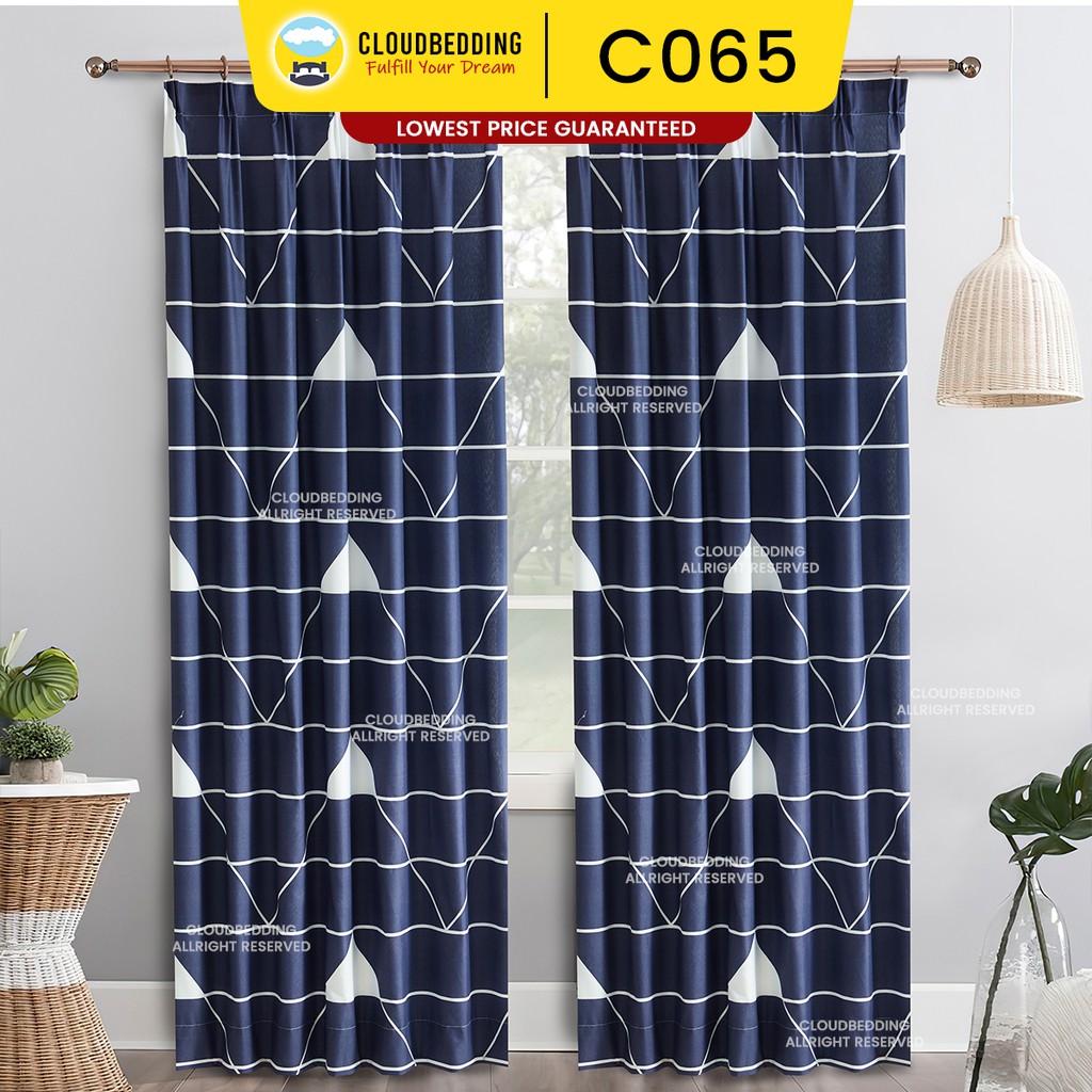 Premium Hook Type Modern Langsir Curtain Semi Blackout Langsir Pintu ...
