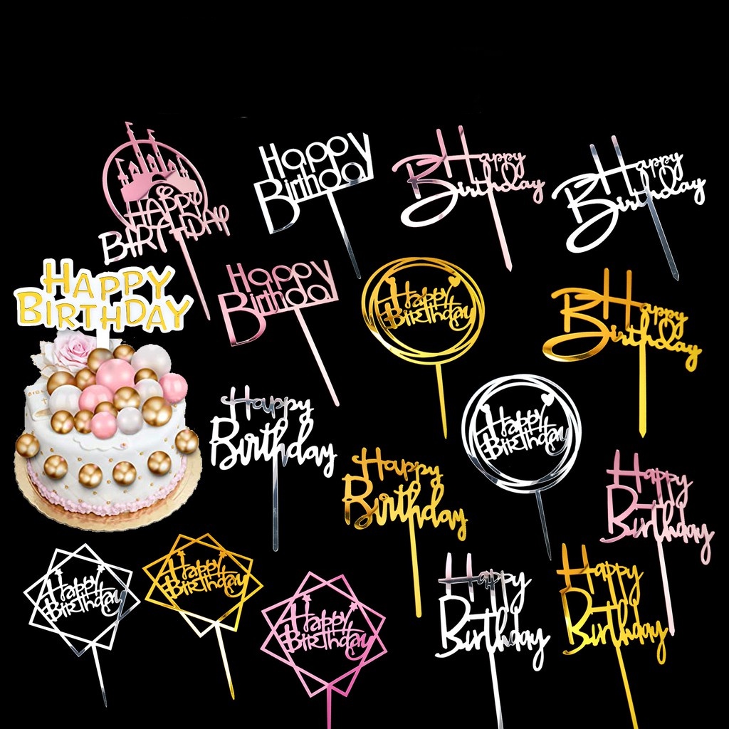 10pcs/set Large Big size Acrylic Happy Birthday Cake Topper Birthday ...