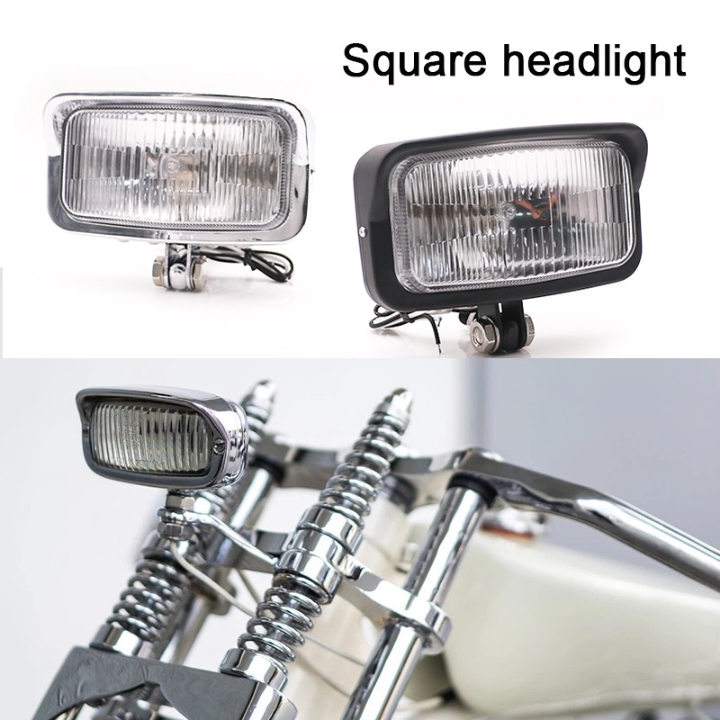 Motorcycle Retro Headlamp Square Headlight For Harley Cruiser Choppe ...