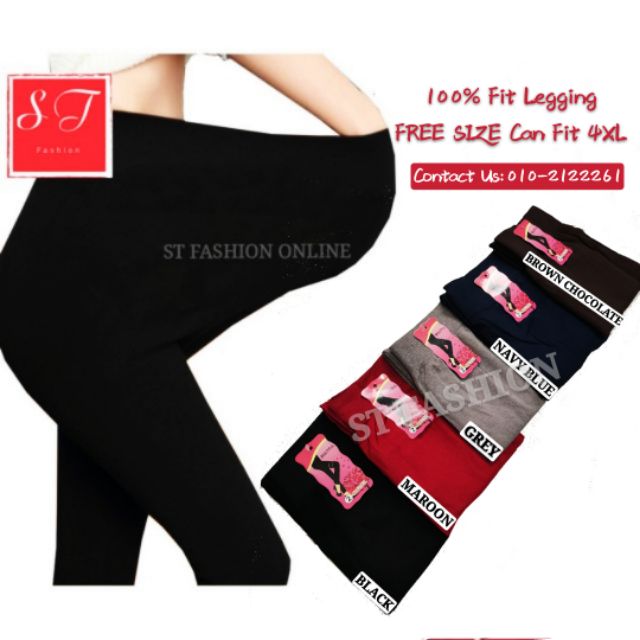 9500 Legging Plain Cotton Full Stretch Plus Size S-4XL Fit All Pant ...
