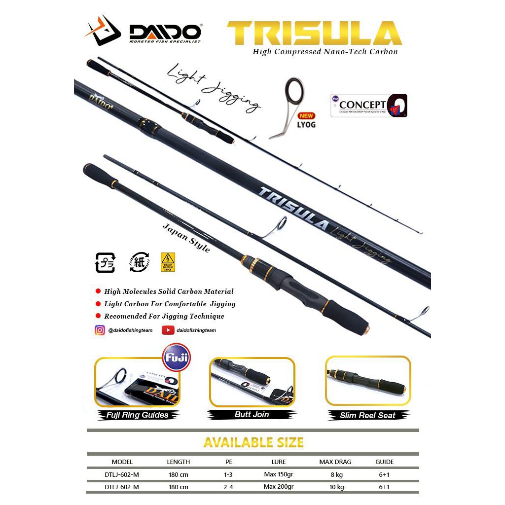 Daido Solid Carbon Rod TRISULA 602 Ring Fuji | Shopee Malaysia