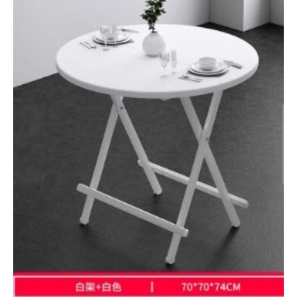 Foldable Round Dining Table White Putih Home House Use Oval Cafe Meja ...