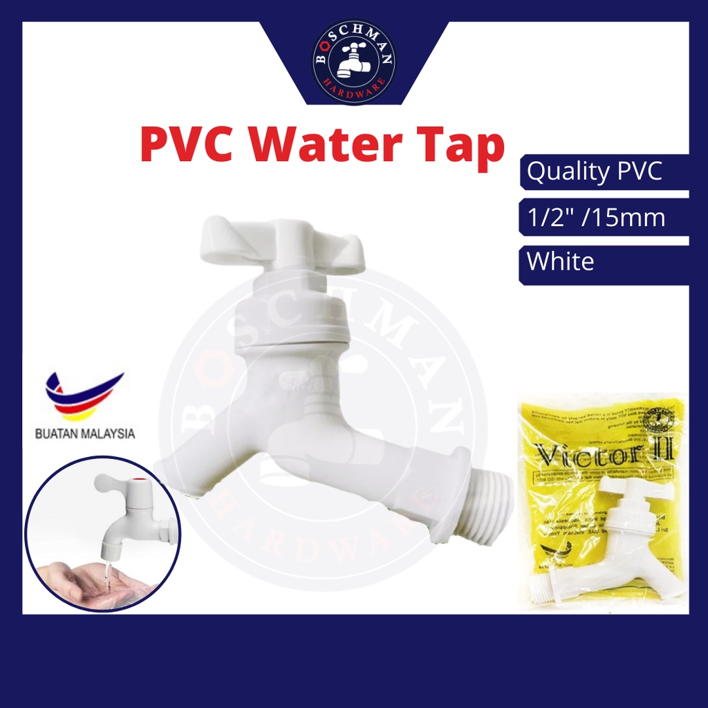 Victor 1/2" 15mm PVC Water Tap Bib Tap Plastic Water Taps Sink Faucet ...