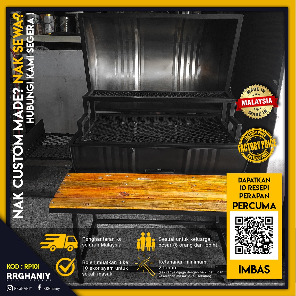 BBQ Pit Steel Drum | BBQ Drum | Tong Drum BBQ Full Set Size 200L With ...