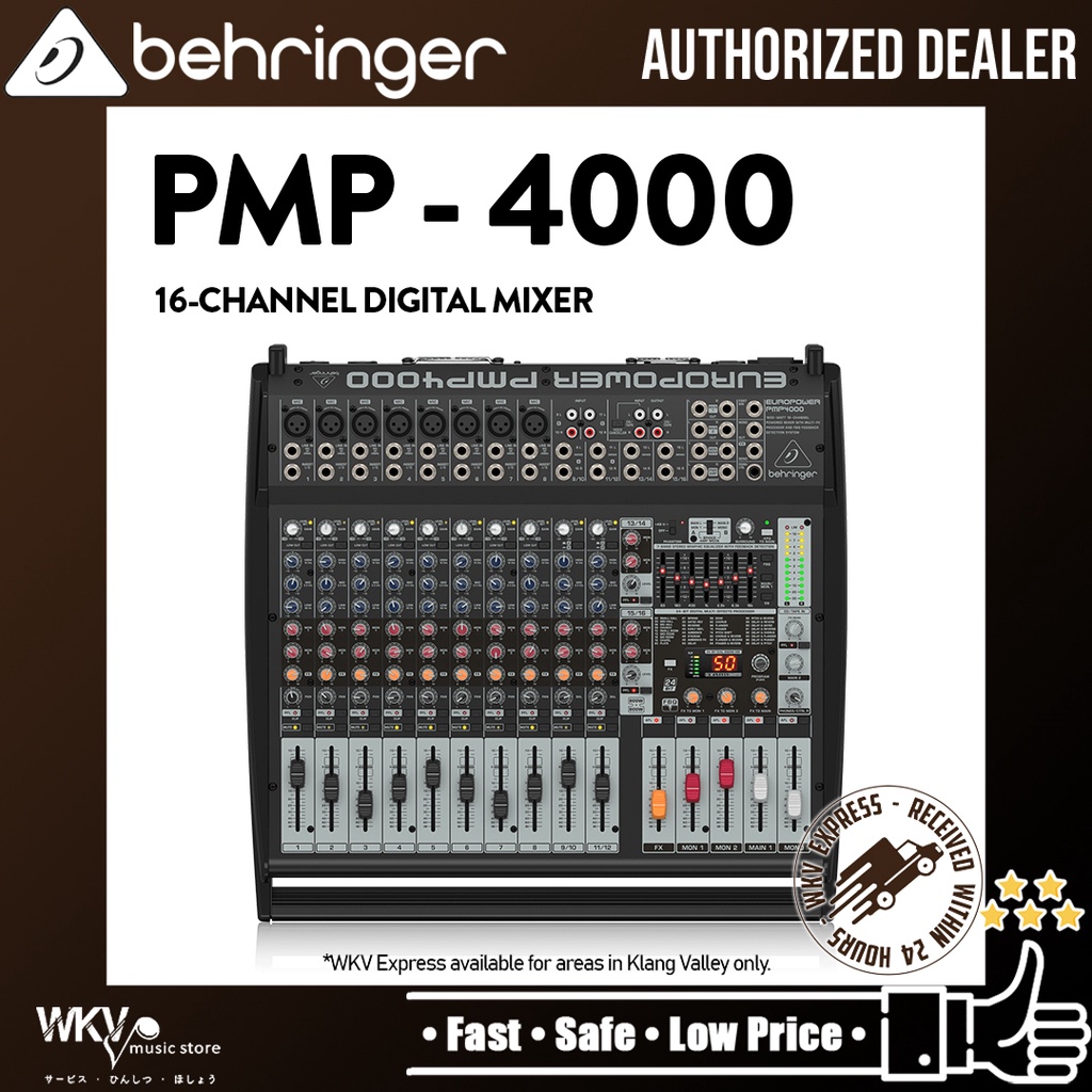 Behringer PMP-4000 8 Mic 2 Stereo 24 bit Multi FX Processor 2 x 300W 600W Powered Power Console ...