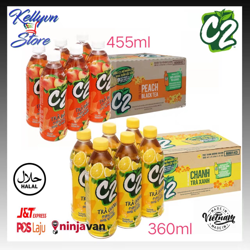 [Halal] C2 Lemon Green Tea /Peach Tea /Chanh Tra Xanh/Tra Den Huong Dao ...