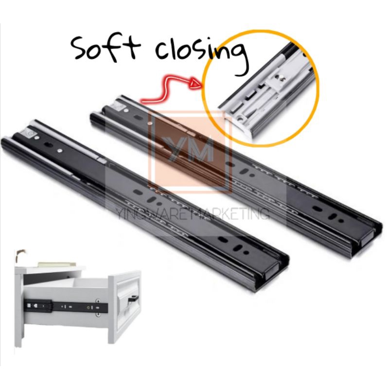Heavy duty soft close full extension drawer slide runner wheel roller ...