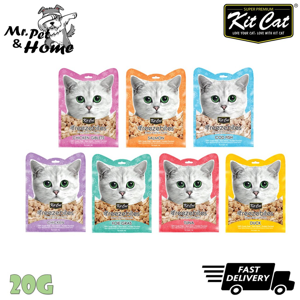 Kit Cat Freeze Bites Cat Treats 20g (Foie Gras(Duckliver) , Tuna , Duck ...