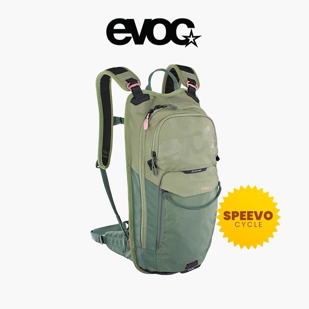 EVOC STAGE 6 BIKE BACKPACK (6L BICYCLE BAG) + 2L BLADDER - LIGHT OLIVE ...