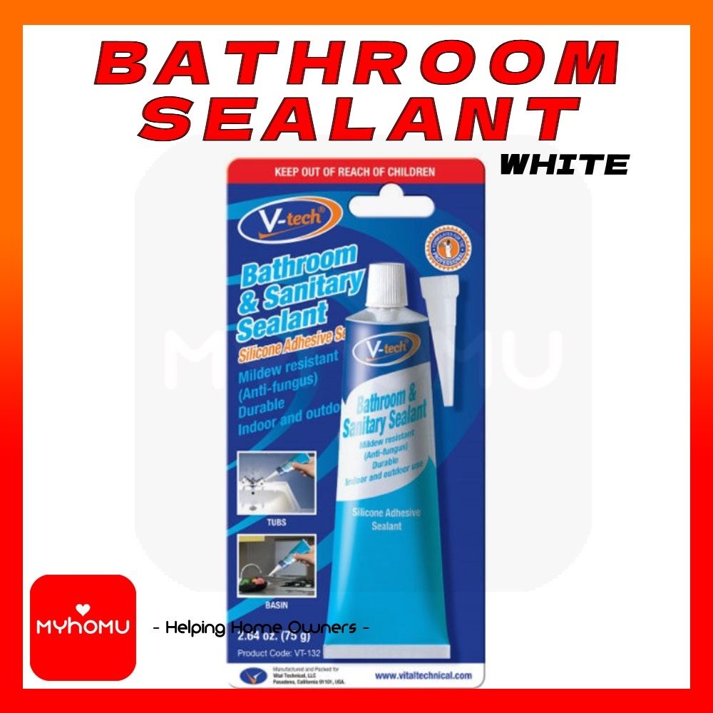 V-TECH WHITE BATHROOM & SANITARY SEALANT SILICONE ADHESIVE VT-132 2 ...