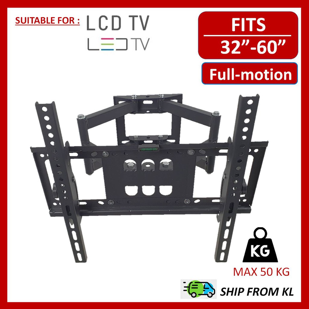 🔥FULL MOTION🔥32”-55” Double Arm Flat Panel LED LCD Plasma TV Wall Mount Bracket | Shopee Malaysia