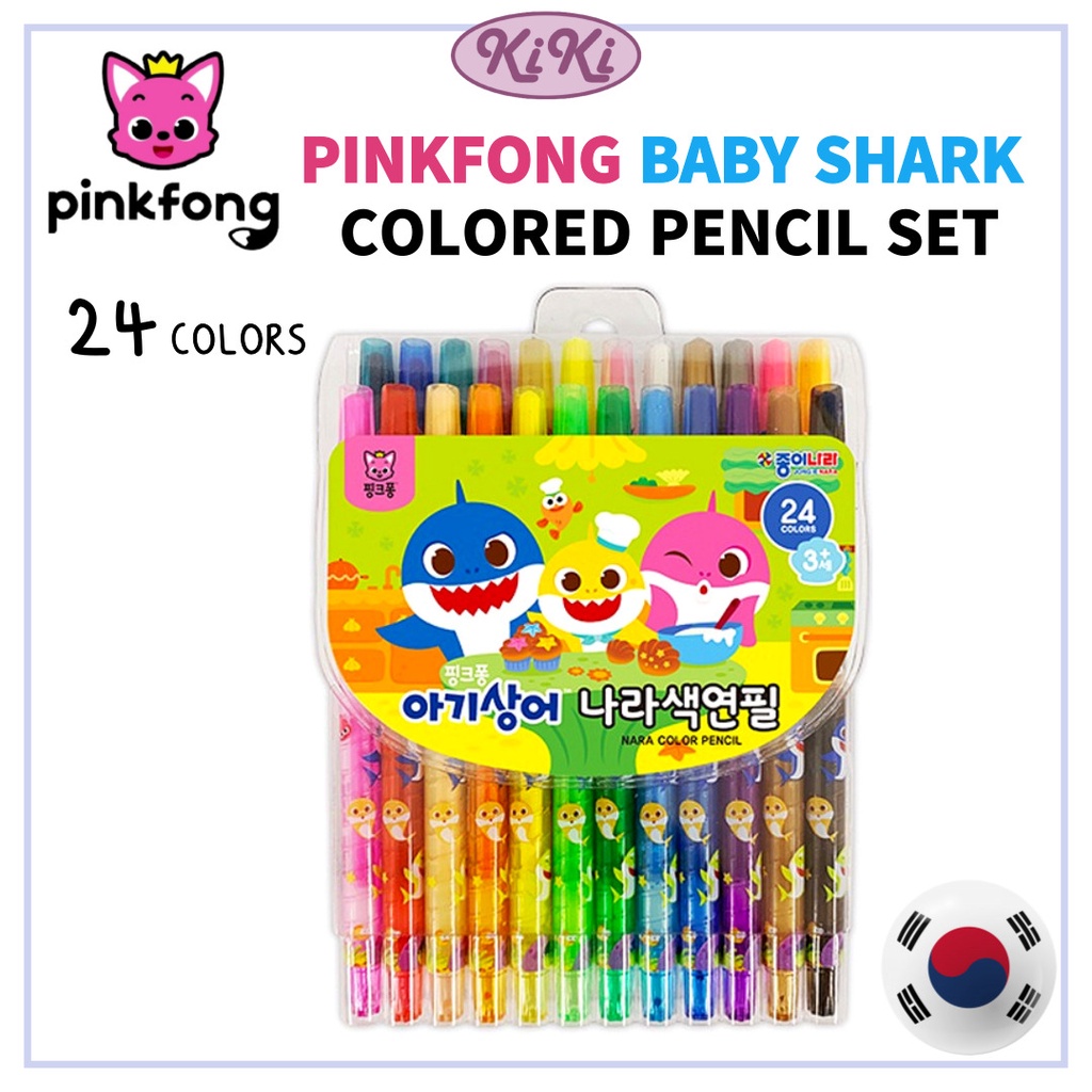 [PINKFONG] Baby Shark Colored Pencil Set 24 Colors Color Pencil Made in ...