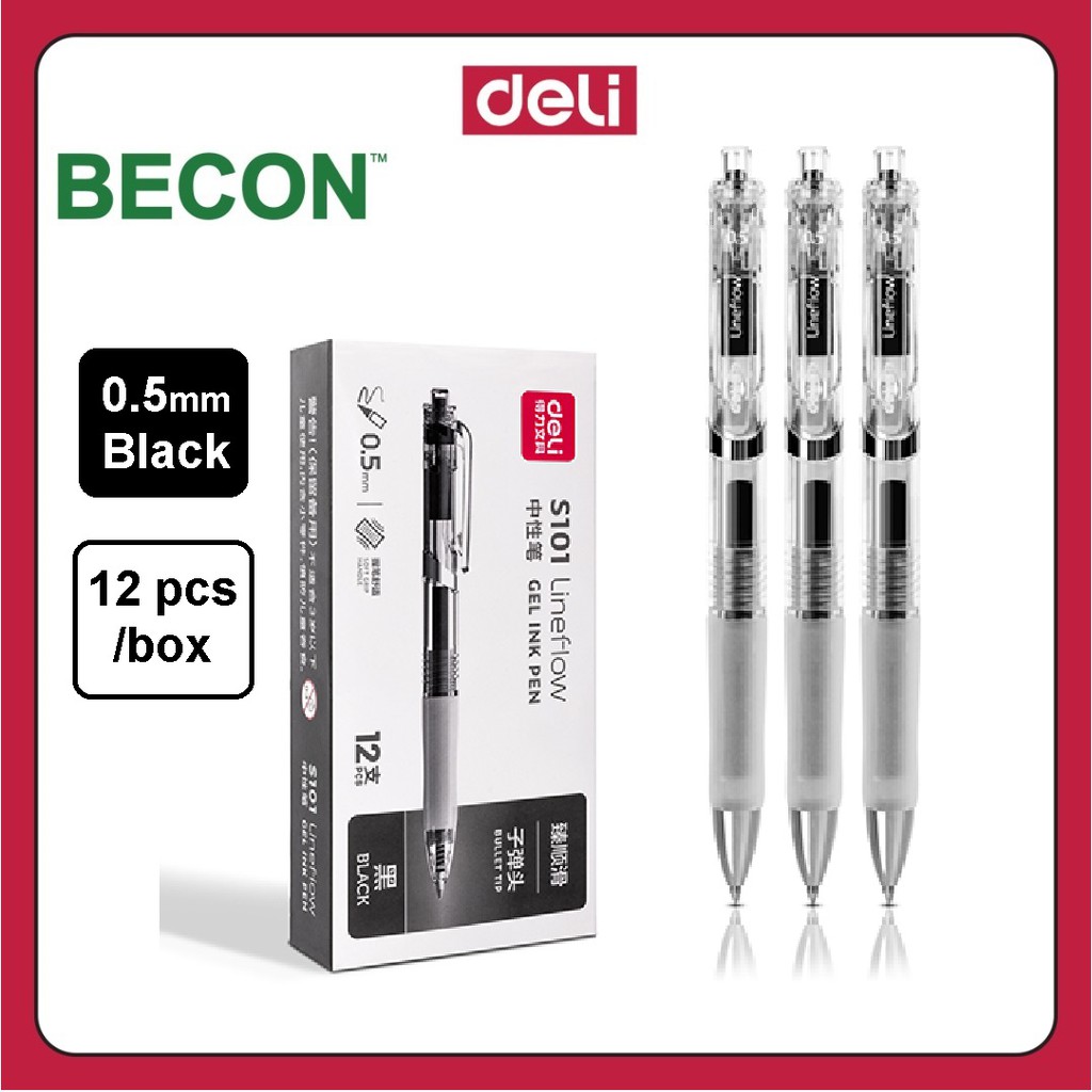 Deli LineFlow Gel Ink Pen 0.5mm S101 Black | Shopee Malaysia