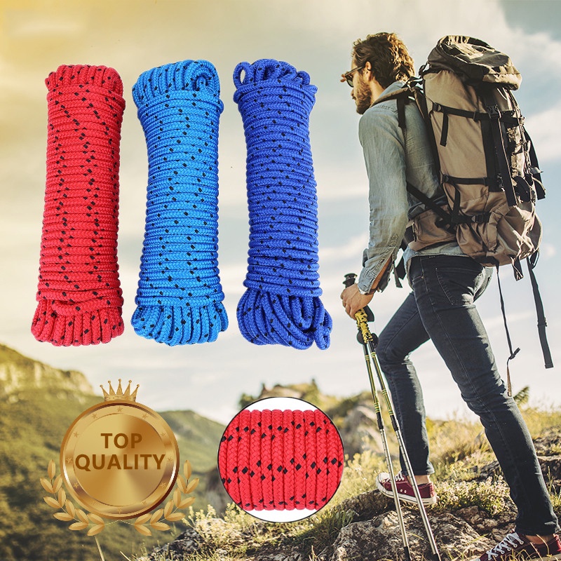 【COD】 10m/20m/30m Climbing Rope Static Utility 2 Carabiners for Outdoor ...