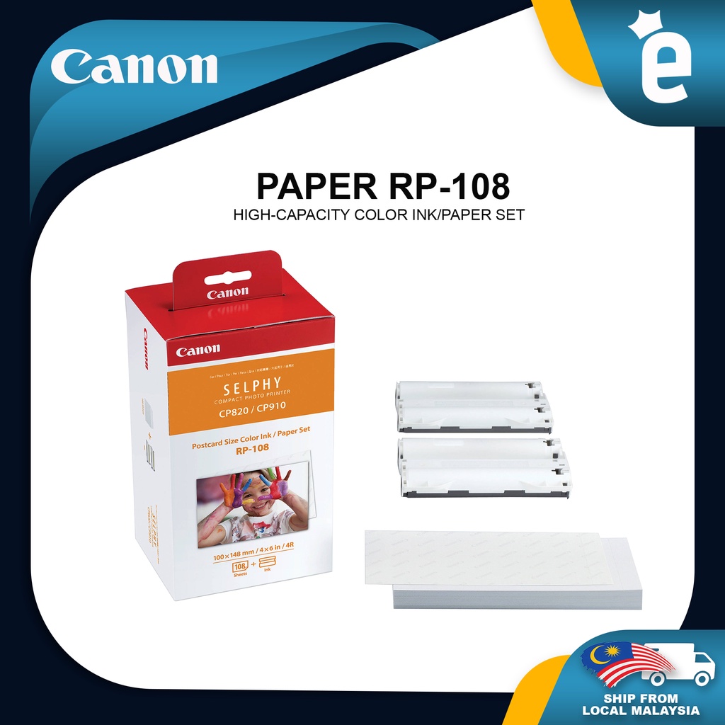 Canon RP-108 RP108 RP 108 Color Ink & 4R Paper Set For Selphy printer ...