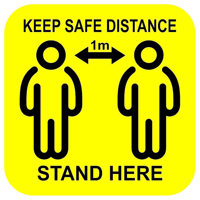SOCIAL DISTANCING SIGN STICKER, KEEP SAFE DISTANCE, STAND HERE FLOOR ...