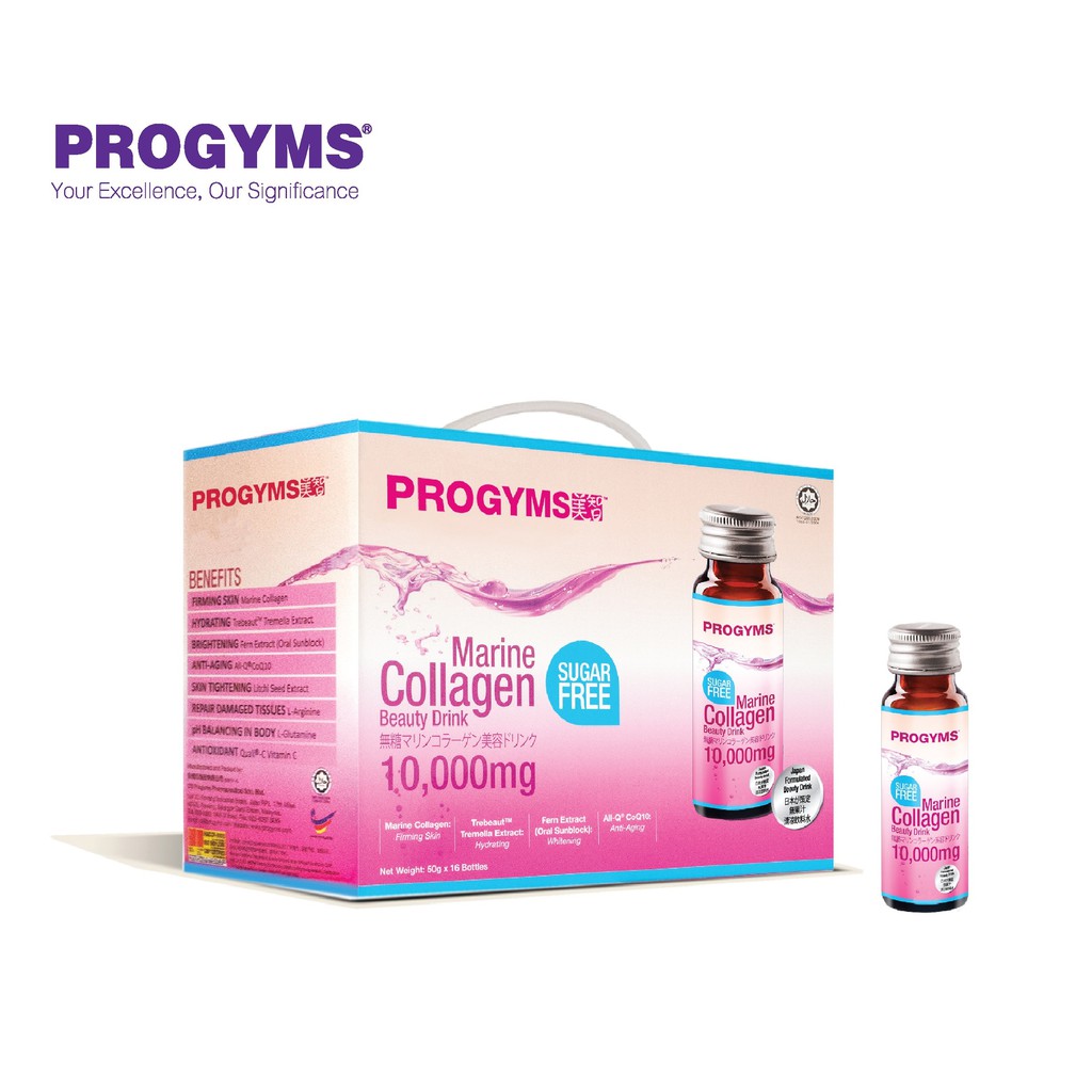 PROGYMS Marine Collagen 10,000mg Sugar Free 16 Bottles Pack | Shopee ...