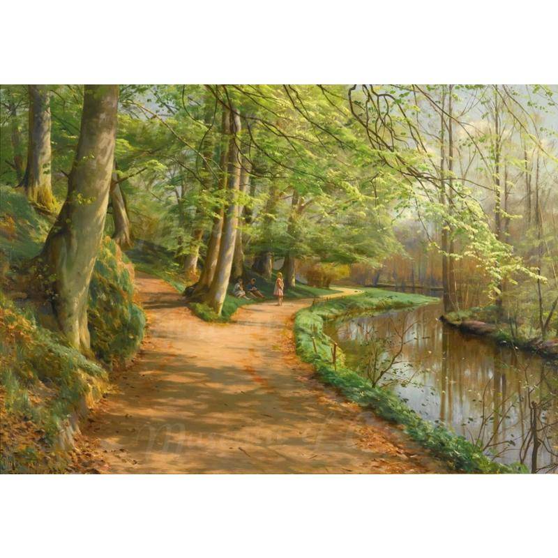 Peder Mork Monsted Forest Trees River landscape wall art canvas ...