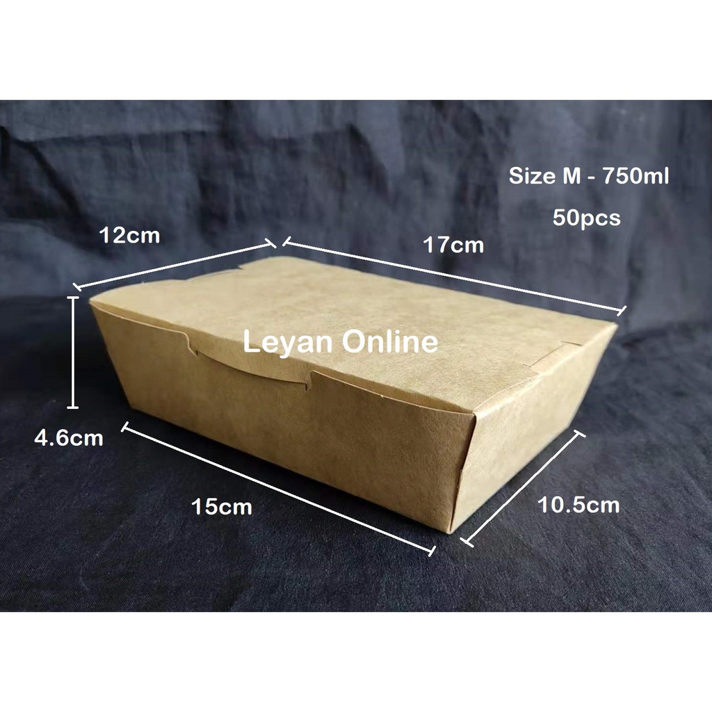Wholesale Price ±50's（Brown）Paper Lunch Box ( DAUN-LA-M ) | Shopee Malaysia