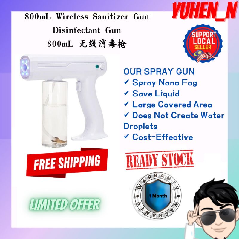 800mL Wireless Mist Sanitizer Gun 6Led Spray Gun Desinfectant Gun Nano ...