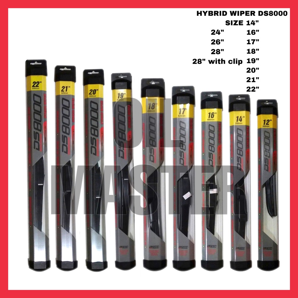 HYBRID WIPER BLADE DS8000 12” 14” 16” 17” 18” 19” 20” 21” 22” 24” 26 ...