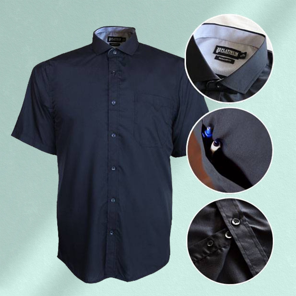 PLATINUM Men's Plain Shirt PM8278 Big Plus Size Short Sleeves ...