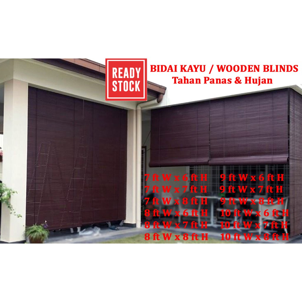 Bidai Kayu 7kaki / 8kaki Wooden Blinds Blind Wood Walnut - Tahan Panas ...