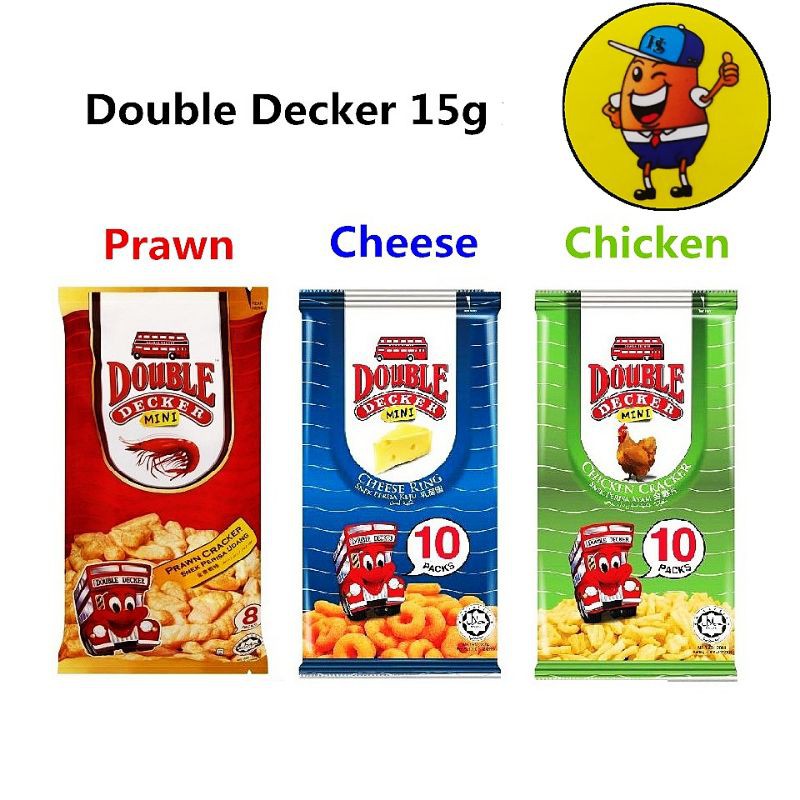 DOUBLE DECKER MINI PRAWN / CHEESE / CHICKEN SNACK 15GX10PCS /15GX30PCS ...