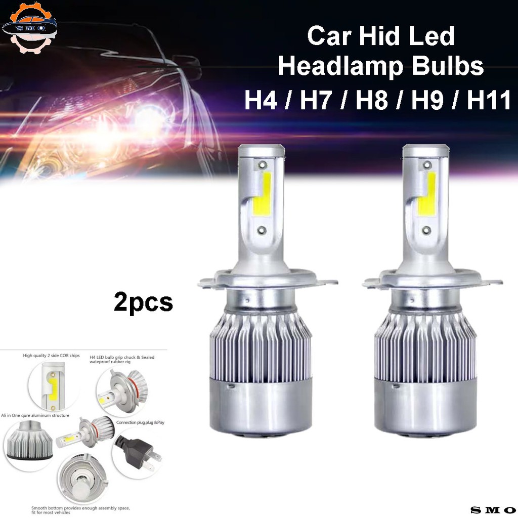 2pcs H4 6000k Super White Car Hid Led Headlamp Headlight Myvi Viva ...