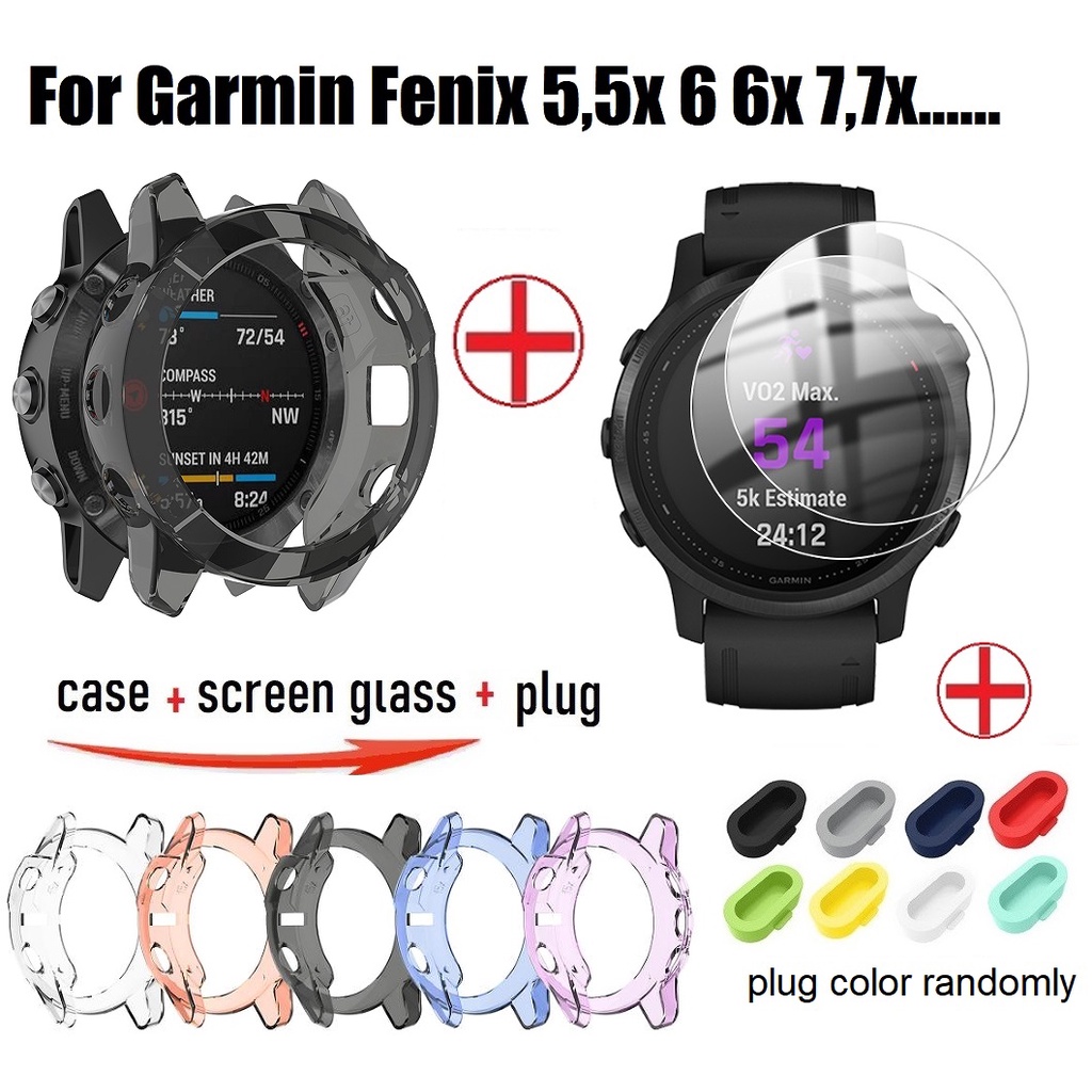 Case+Tempered Glass+Anti Dust Plug For Garmin Fenix 7 , Garmin Fenix 7S ...