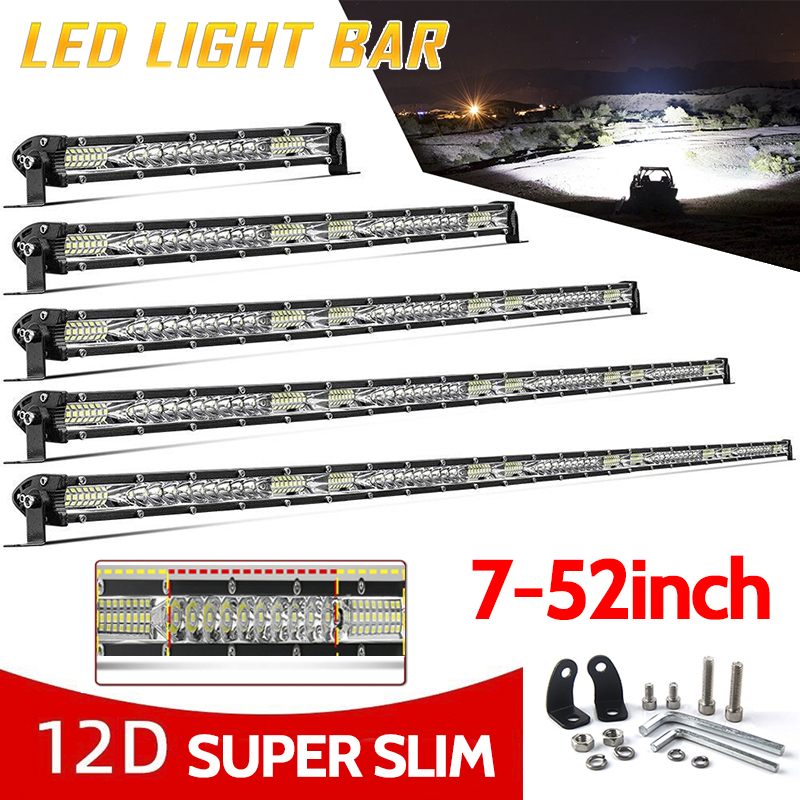 12D Super Slim 7-52 Inch LED Light Bar White/Yellow 12V 24V Combo beam ...