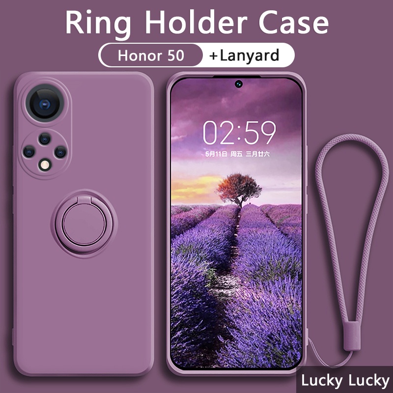Luxury Honor 50 Case Honor 20 70 Liquid Silicone Casing Magnetic Ring ...
