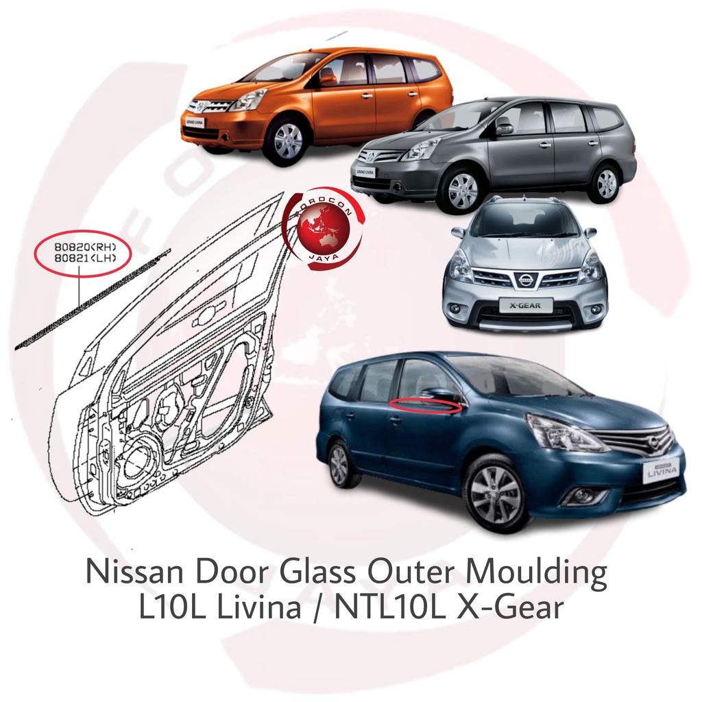 Nissan Livina Door Glass Outer Moulding Livina X-Gear NTL10L L10L 80820 ...