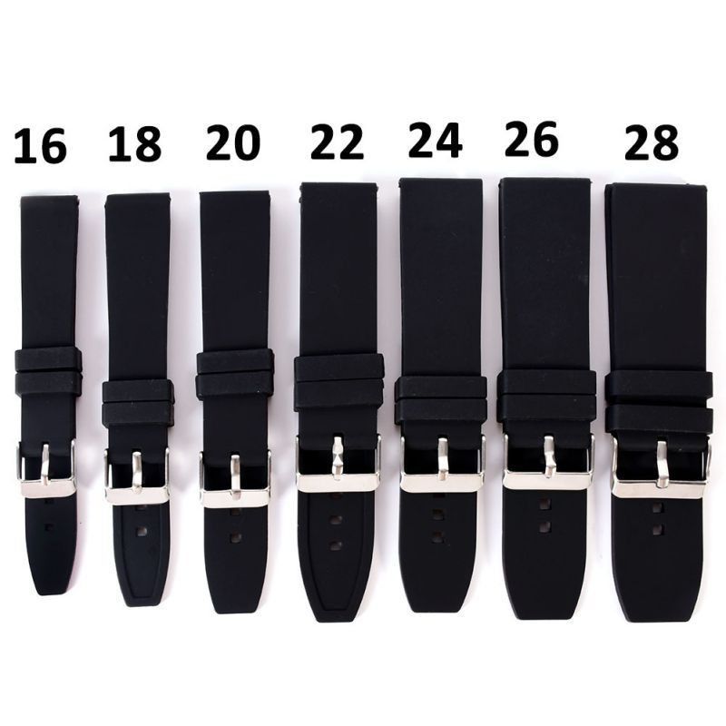 16mm 18mm 20mm 22mm 24mm 26mm 28mm Getah Tali Jam Tangan 运动款橡胶手表带 Wrist ...