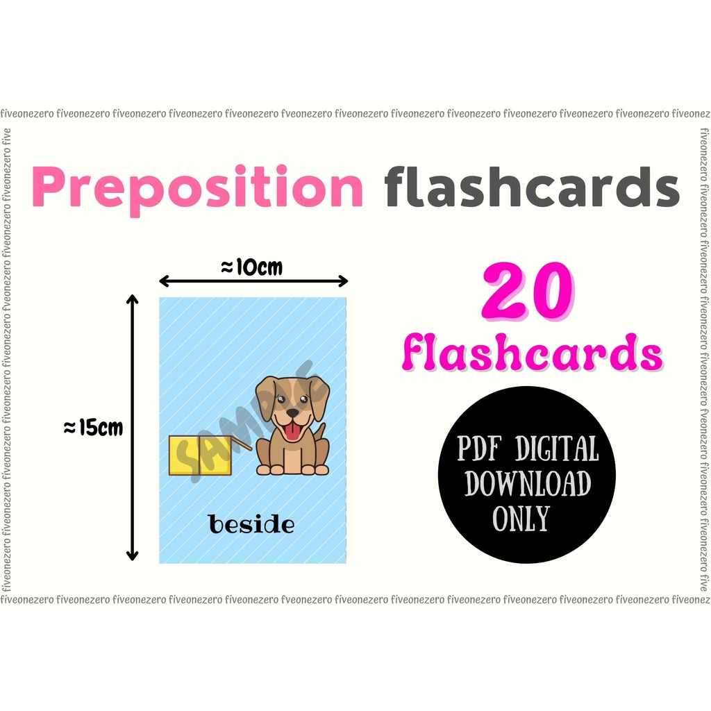 [PDF Softcopy] Printable preposition flash cards for kids, Early ...