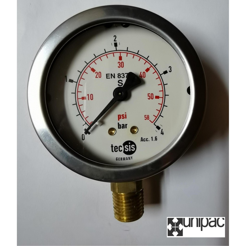 Pressure Gauge Tecsis Half Stainless Steel Pressure Gauge With Glycerine Filling (1/4" NPT ...
