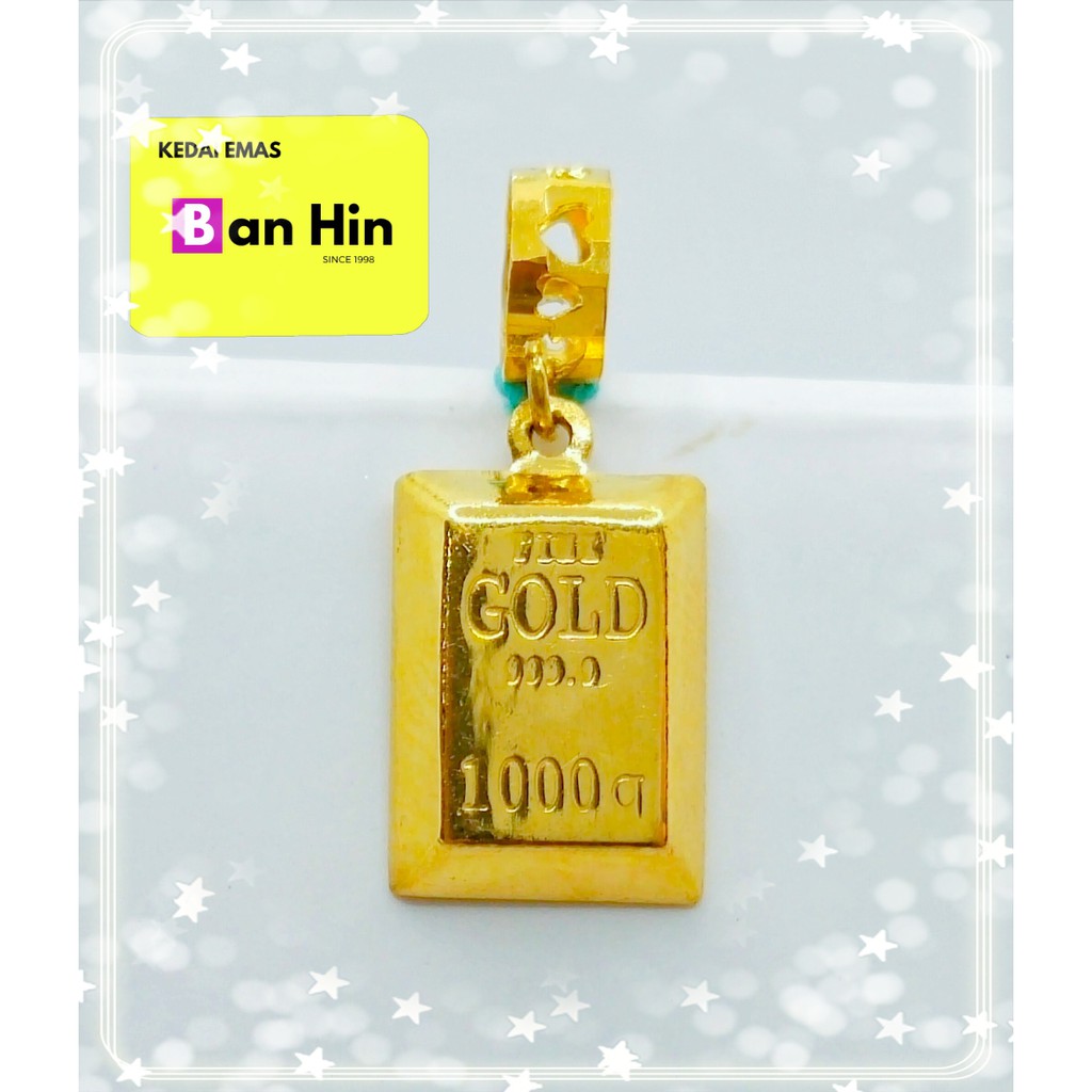 916 GOLD BAR CHARM PENDANT/LOKET GOLD BAR CHARM EMAS 916-10LD838 ...