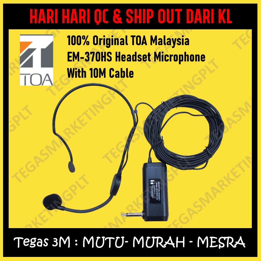 [Tegas] Original TOA EM370 / EM-370HS Headset Microphone / Mic Azan Mic ...