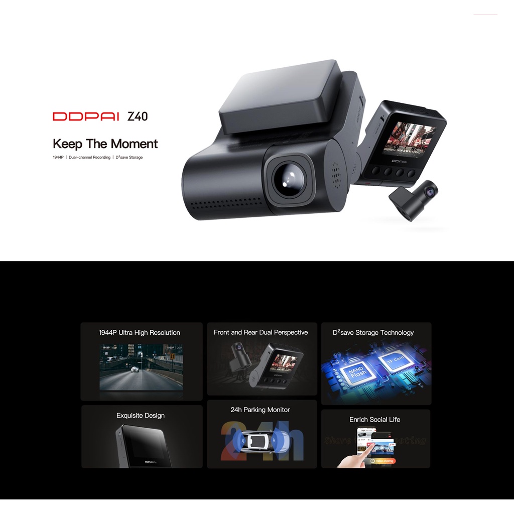 DDPAI car dashcam front and rear z40 | Shopee Malaysia