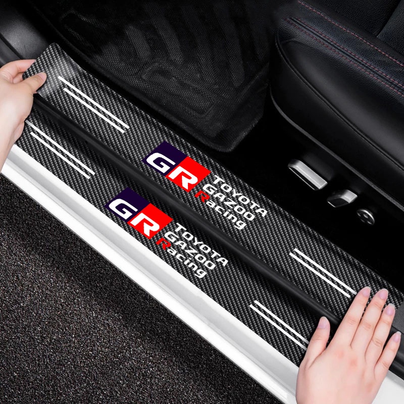 GR Toyota Gazoo Racing Carbon Fiber Car Door Sill Protector Sticker For ...