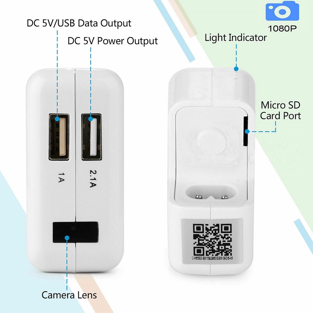 HD 1080P WIFI Spy Camera Hidden Mini Wireless Camcorder Dual USB ...